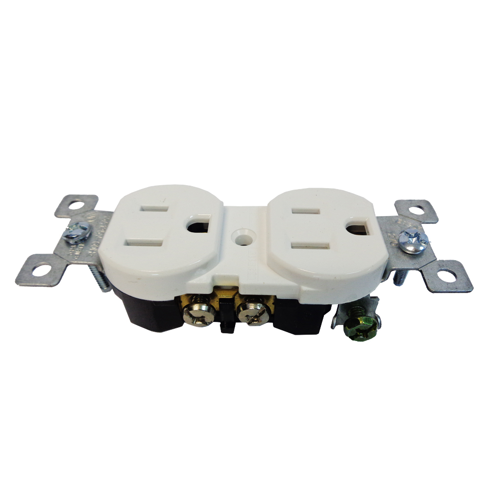 Tomacorriente doble polarizado 15a/125v blanco | HOPSA Tienda Online