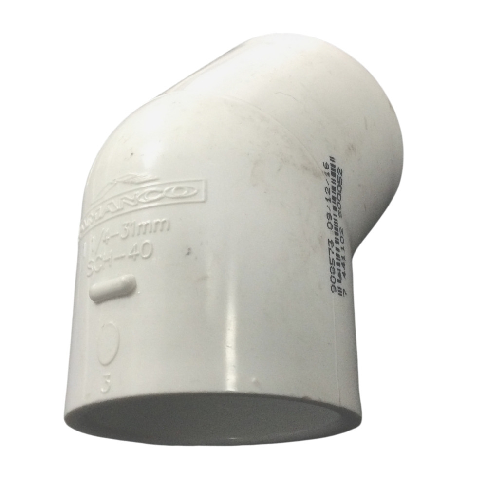 Codo 45° pvc 31mm-1-1/4 pulgadas presion sch-40 c/c | HOPSA Tienda Online