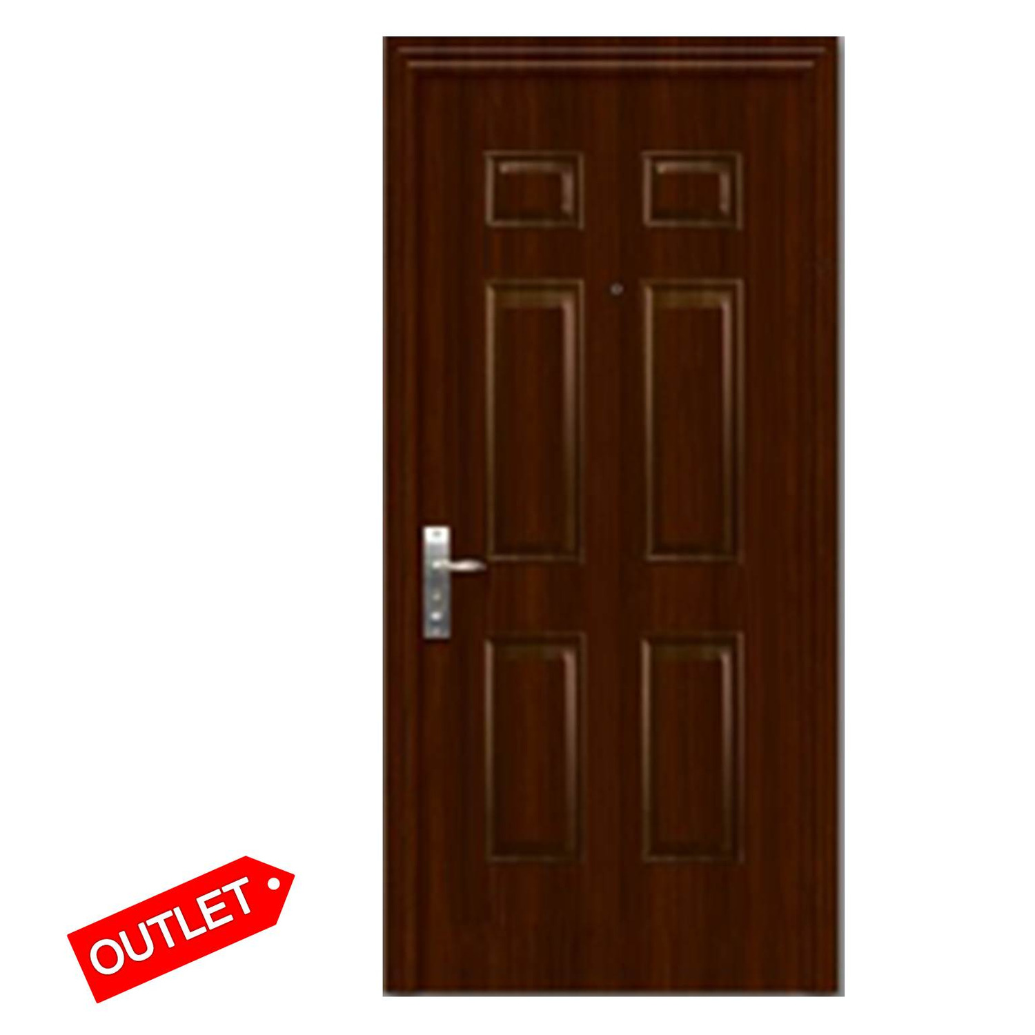 Puerta multipuntos galvanizada 6 paneles 3 pies x 7 pies acabado madera ...