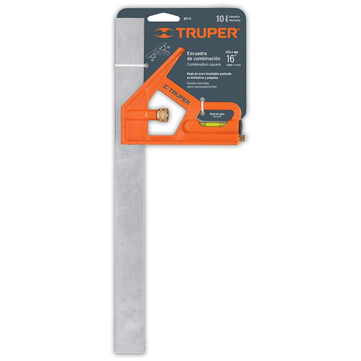 Escuadra combinada 6 pulgadas con nivel acero inoxidable angulo 45º y ...
