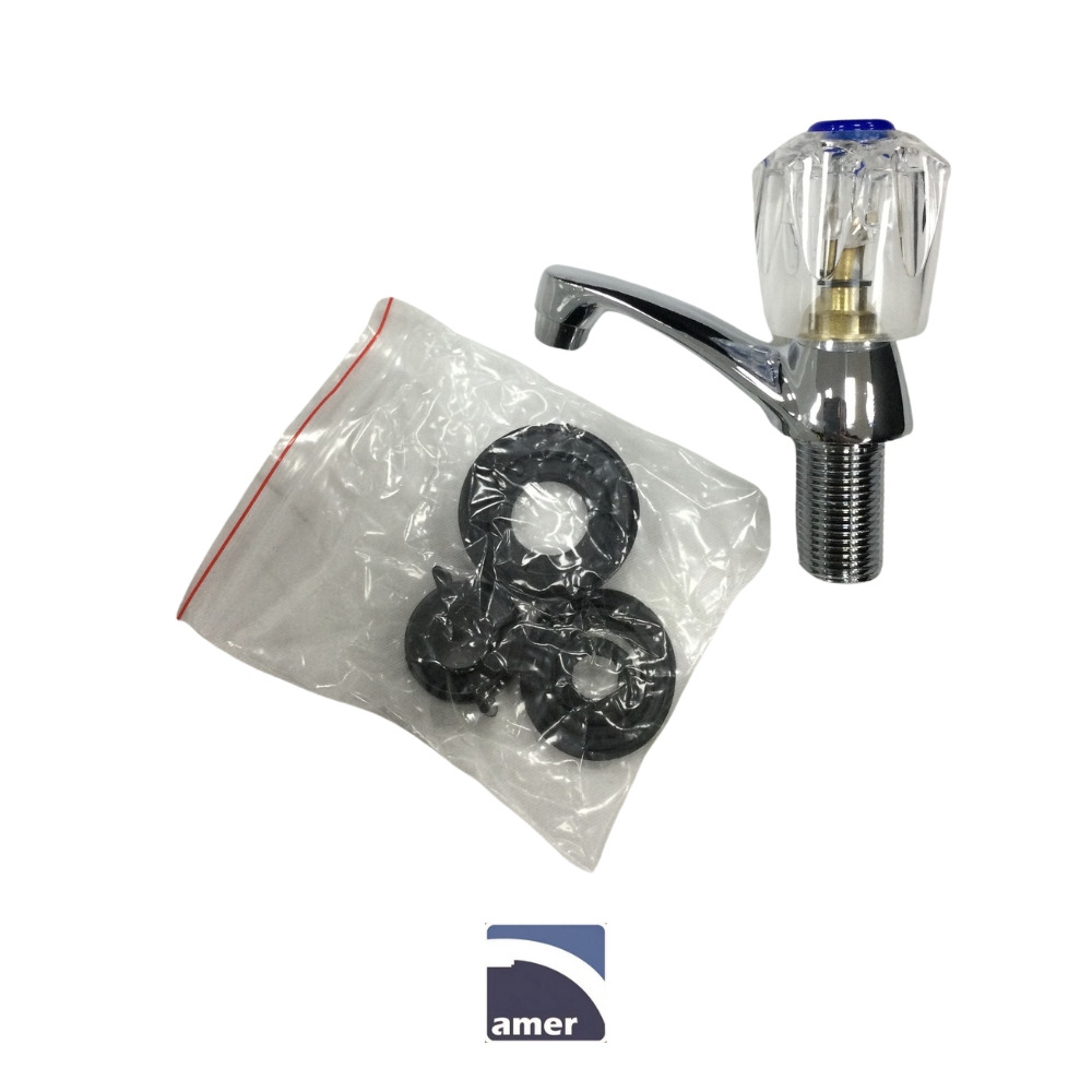 Llave para lavamanos sencilla metal /acrilico amer | HOPSA Tienda Online