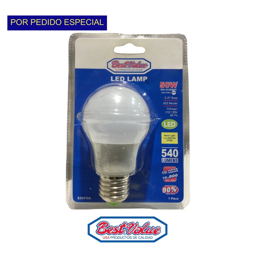 Bombillo led 6 watts 2700k e27 vest value | HOPSA Tienda Online