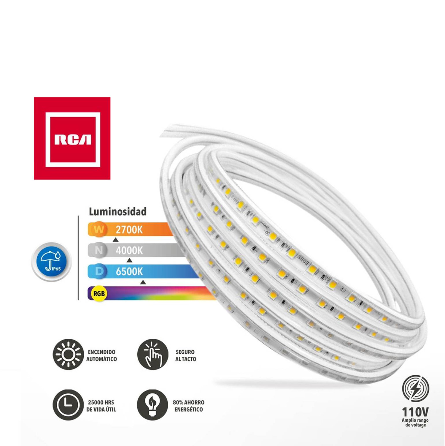 Tira led rollo 5m rgb 60led/m 110v (rltira5mrgb) | HOPSA Tienda Online