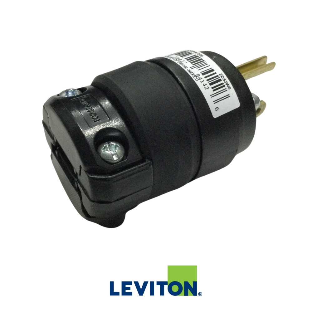 Conector macho 15a-125v nema 5-15p caucho leviton | HOPSA Tienda Online