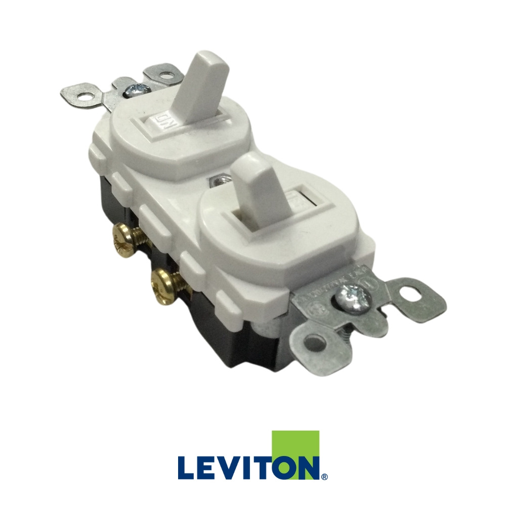Interruptor doble 15a 120v blanco leviton | HOPSA Tienda Online