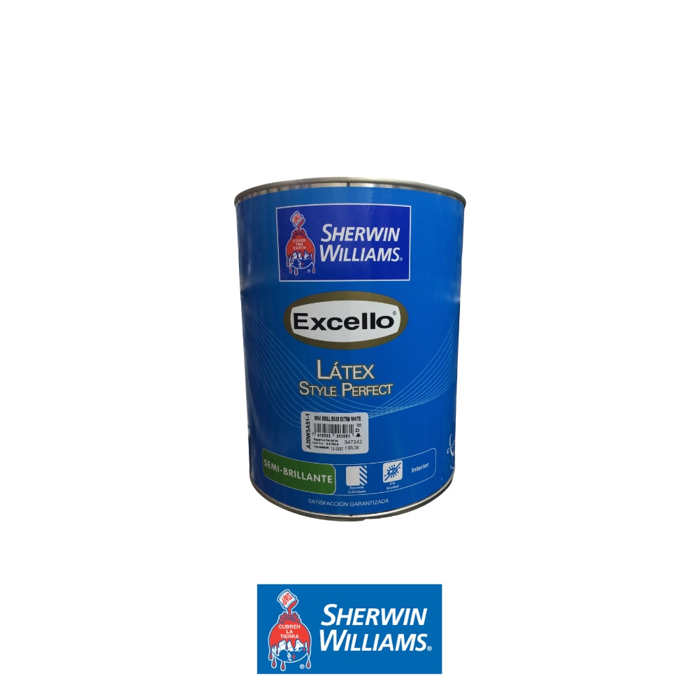 Pintura latex semi brillante base extra white excello style perfect gl a20wsa51-1 sherwin ...