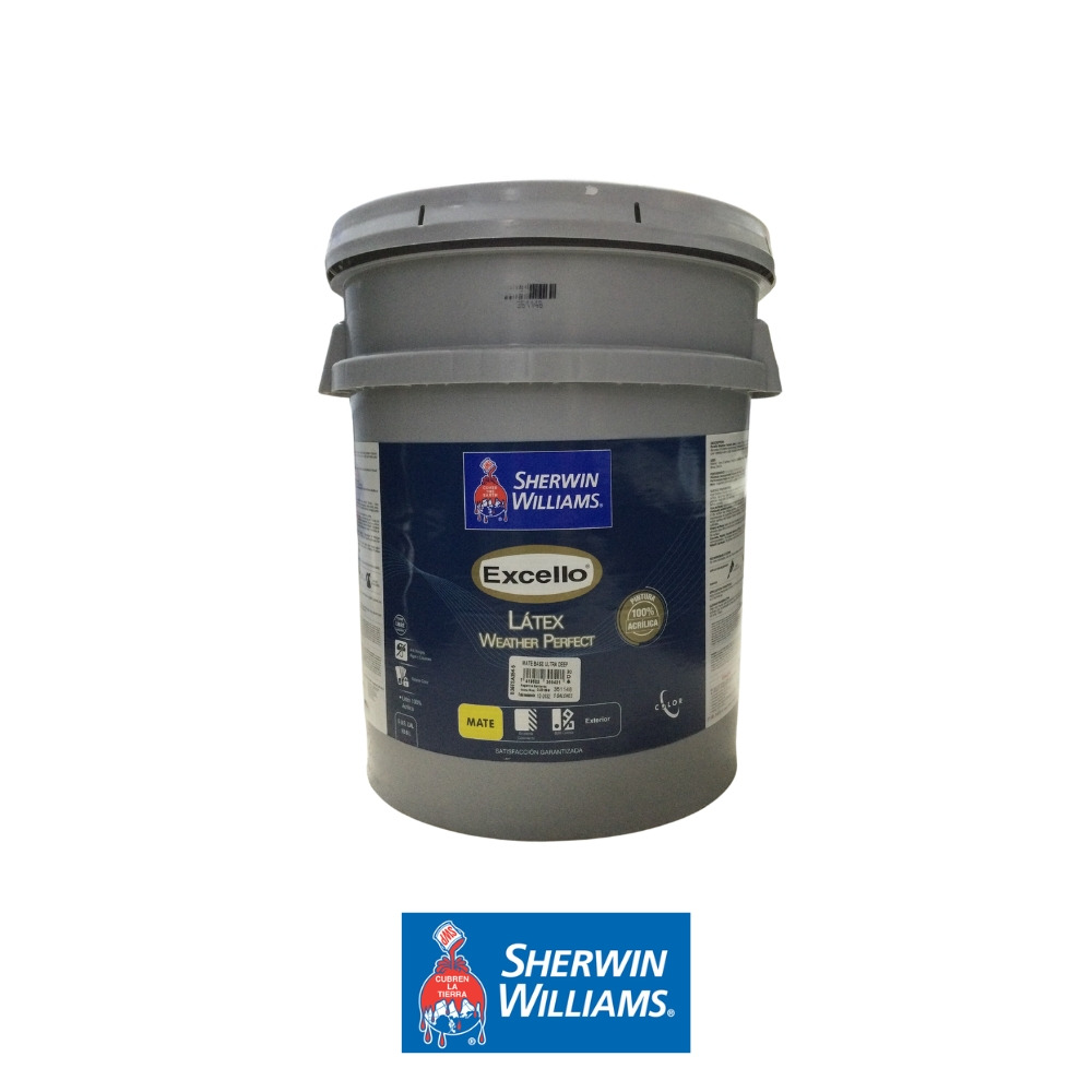 Pintura latex mate ext base ultra deep excello weather perfect 5gl b36tsa354-5 sherwin williams ...
