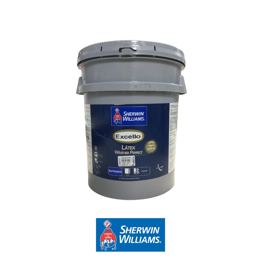 Pintura latex satinado base extra white excello weather perfect 5gl b36wsa151-5 sherwin williams ...