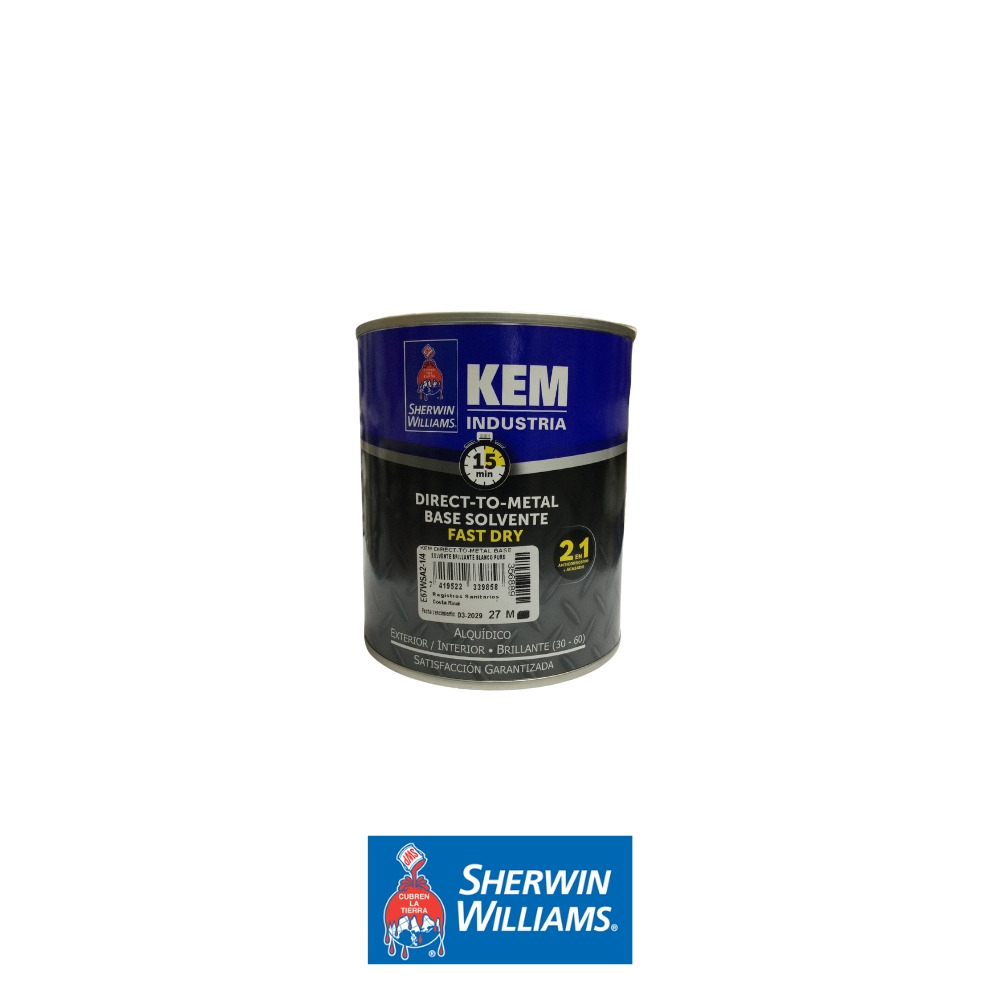 Pintura kem direct-to-metal base solvente brillo blanco puro 1/4 ...