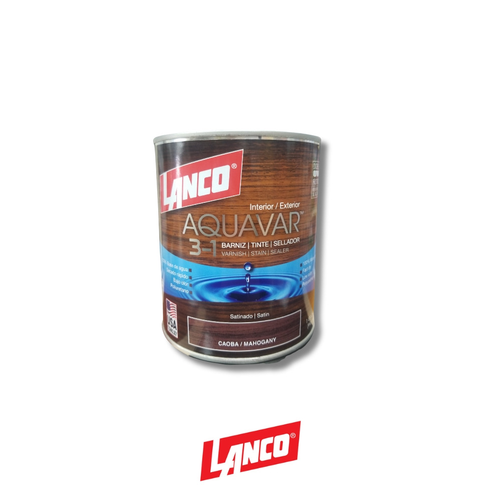 Barniz 3 en 1 aquavar color caoba-mahogany 1/4 gl aq1360-5 lanco ...