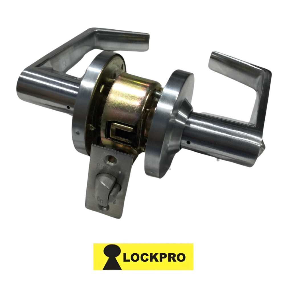 Cerradura de entrada con manija grado 2 satin niquel llave/boton 9802 lockpro | HOPSA Tienda Online