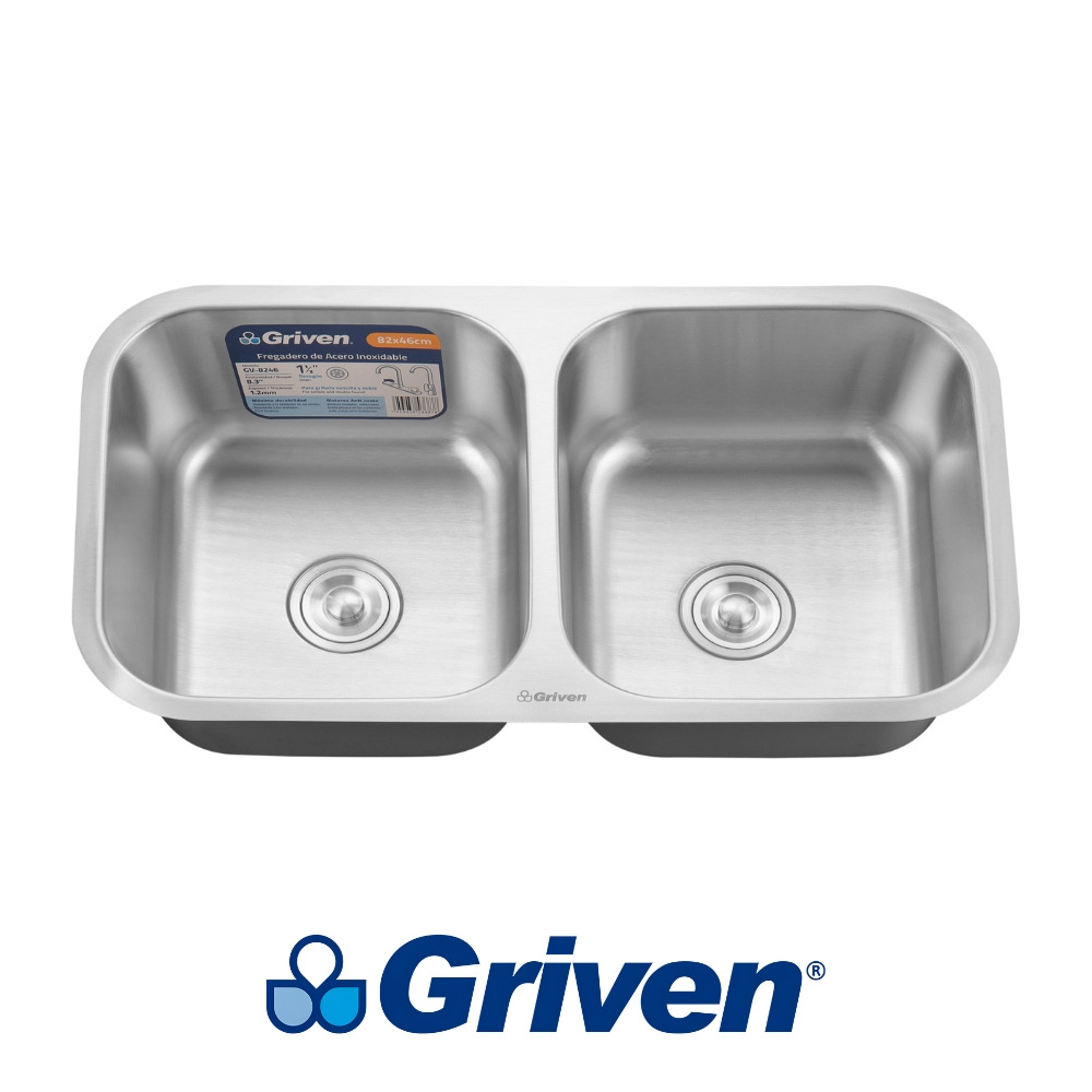 Fregador bajo mesa doble de acero inoxidable 82x46 cm (32 pulgadasx 18 ...