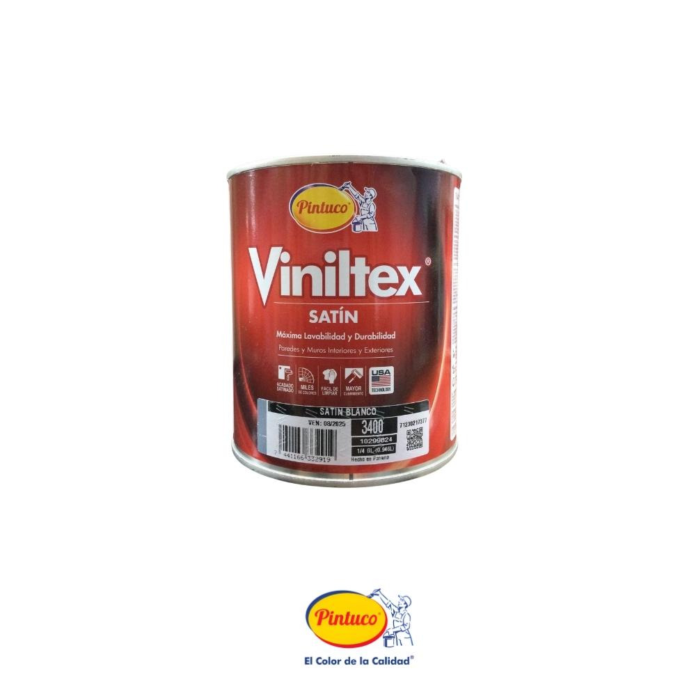 Pintura viniltex latex satin blanco 1/4 gl (0.946l) 10299824 pintuco ...