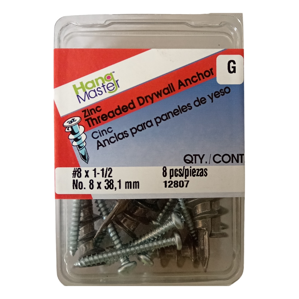 Anclaje roscado para gypsum zinc #8 x 1-1/2 pulgadas | HOPSA Tienda Online
