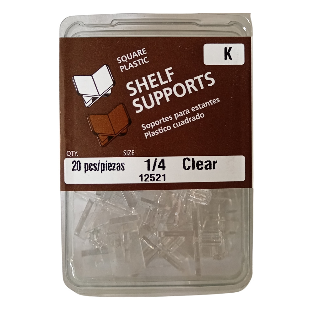 Soporte para repisa cuadrado transparente 1/4 pulgadas | HOPSA Tienda ...