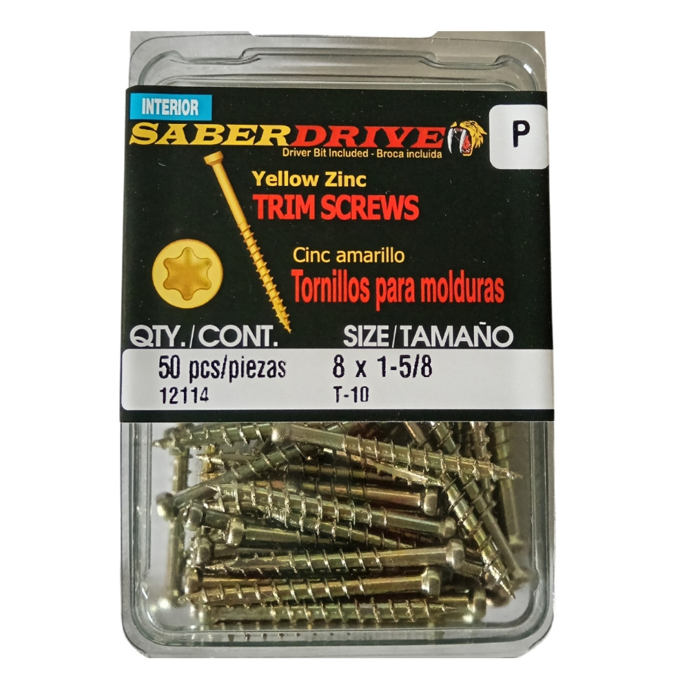 Tornillo para madera cabeza recortada zinc amarillo #8 x 1-5/8 pulgadas ...