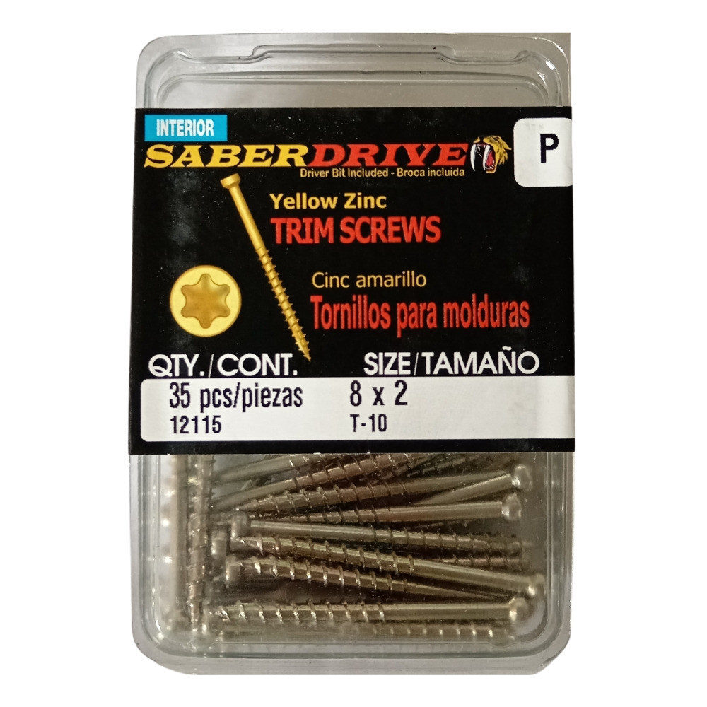 Tornillo para madera cabeza recortada zinc amarillo #8 x 2 pulgadas ...