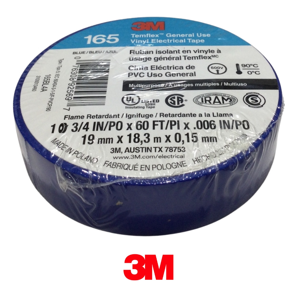 Tape electrico temflex azul 3/4 pulgadas x 60 pies 3m | HOPSA Tienda Online
