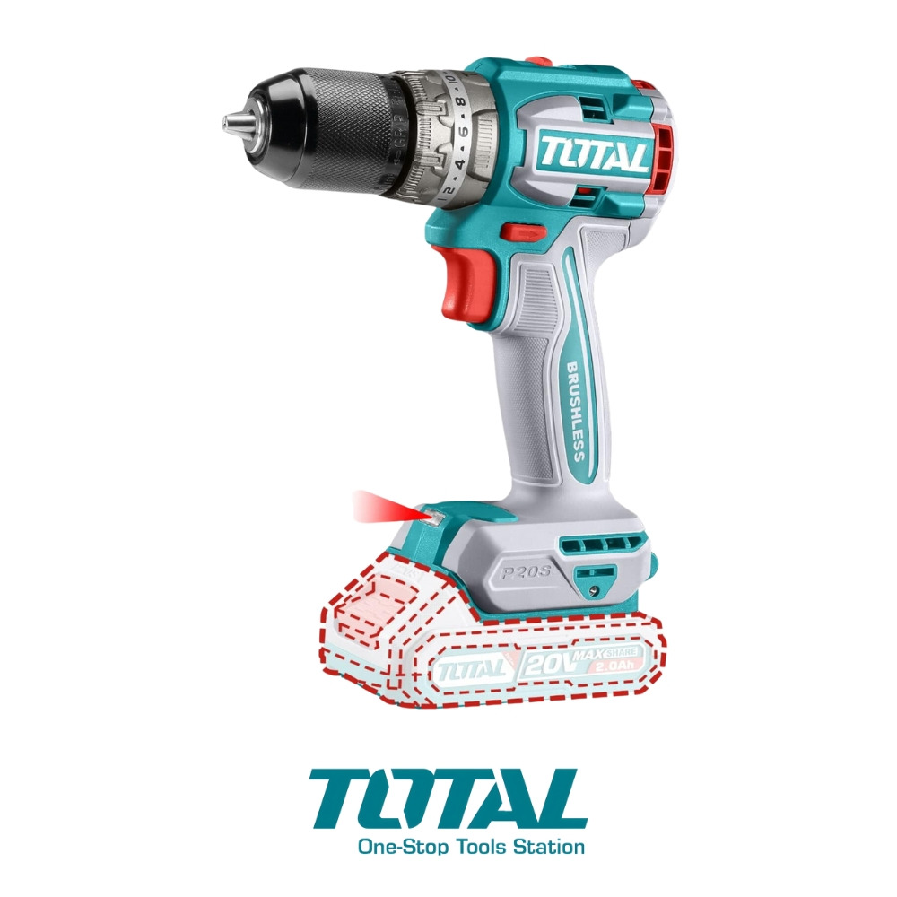 Taladro inalÁmbrico de impacto 20v 60nm total utidli20602 | HOPSA Tienda Online