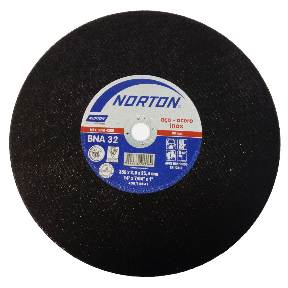 Disco corte metal 14 in x 7/64 in x 1 in para tronzadora norton | HOPSA ...