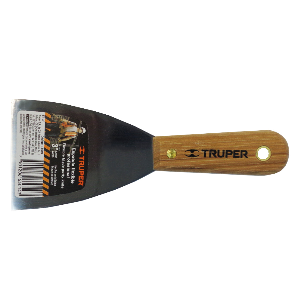 Espatula profesional 3 pulgadas flexible truper | HOPSA Tienda Online