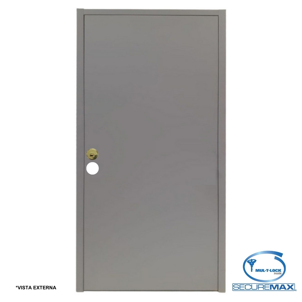 Puerta de seguridad lisa con marco 3 pies x 7 pies gris derecha con ...