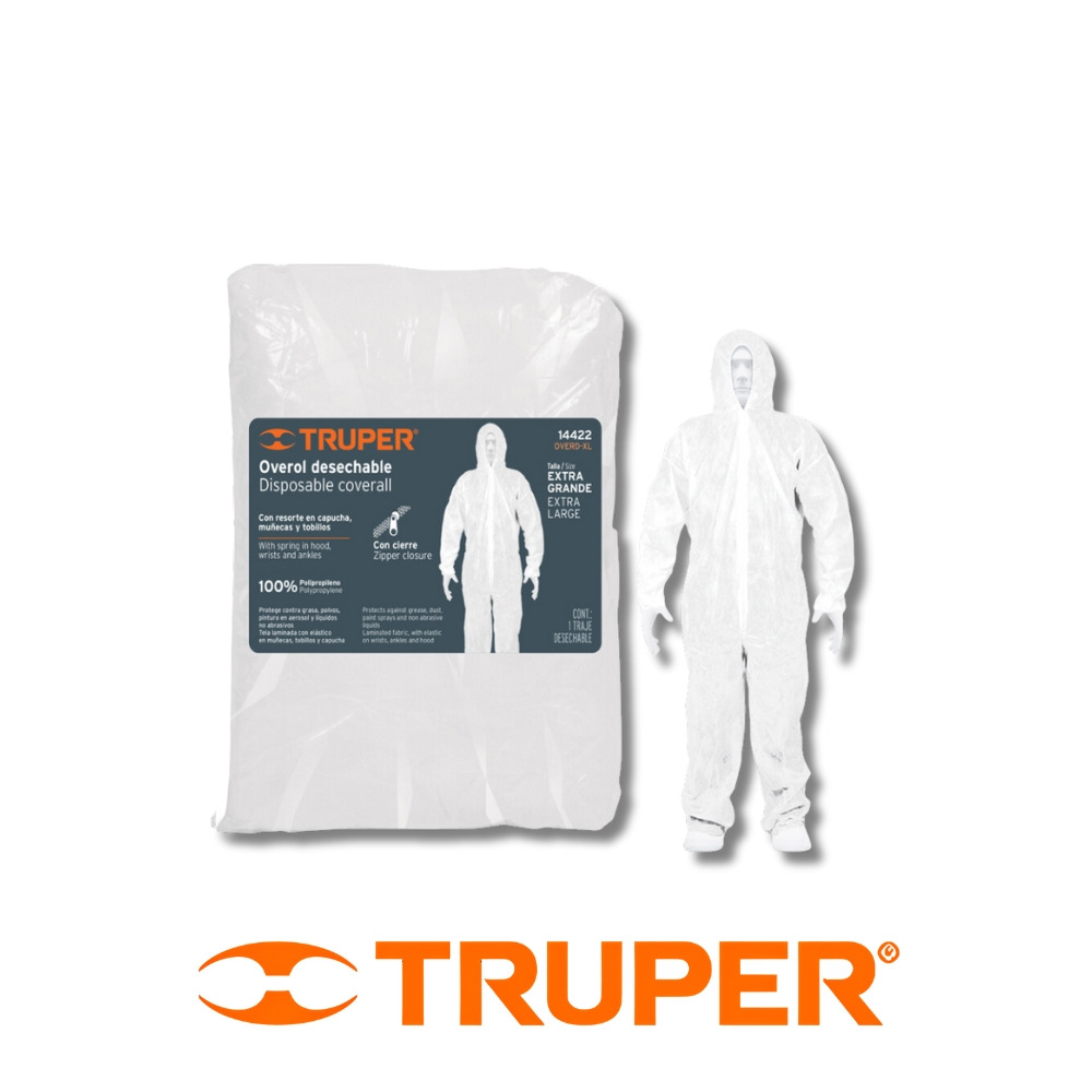 Overol desechable de pplipropileno repelente talla grande truper ...
